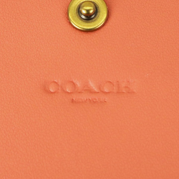 COACH コーチ 折り財布 シグネチャー オレンジ系×ベージュ C2329 B4TY9 - Brandol